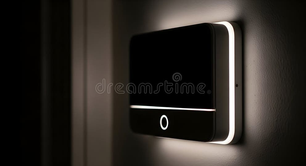 Sleek, Backlit Smart Home Control Panel with Glowing Display and Power ...