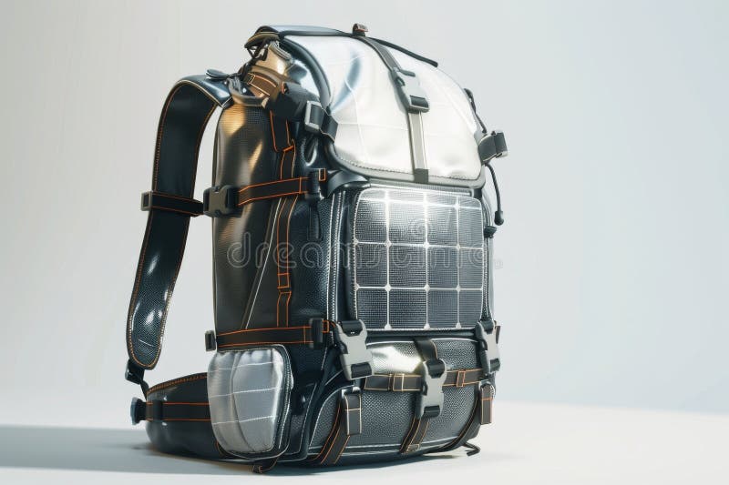 Sleek Backpack with Solar Panels Stock Illustration - Illustration of ...