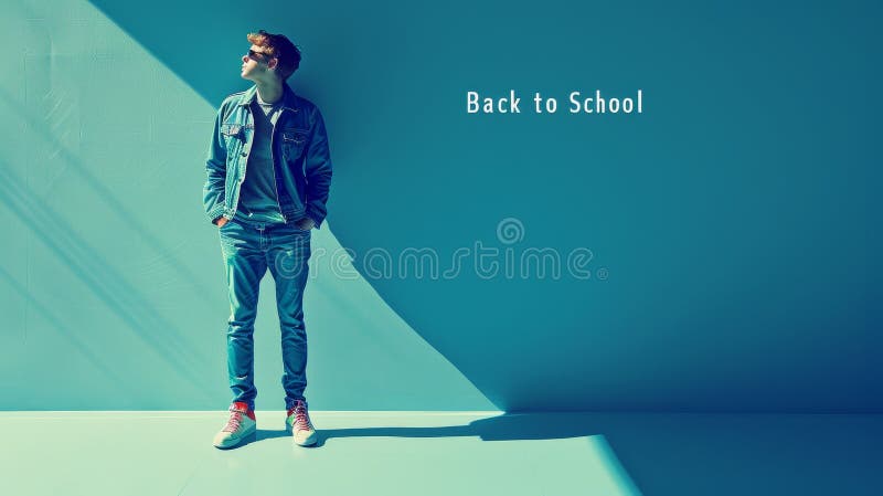 Sleek Banner with a Student in Uniform, Plain Background, and Back To ...