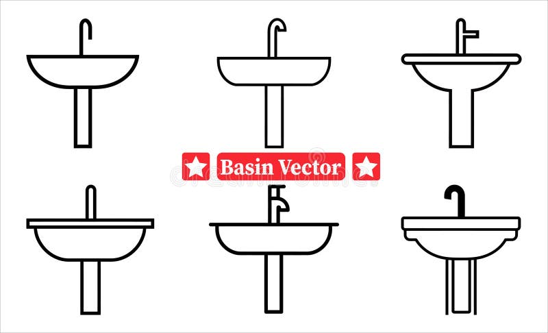 Sleek Basin Vector Silhouette Collection Modern Designs for Interior ...