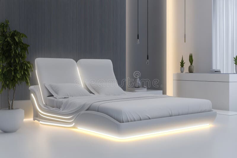 Modern Bedroom Design Featuring Adjustable Bed with Ambient Lighting ...