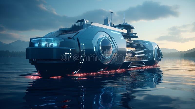 Oceanic Highway: Futuristic Cargo Glides through the Waters Stock ...