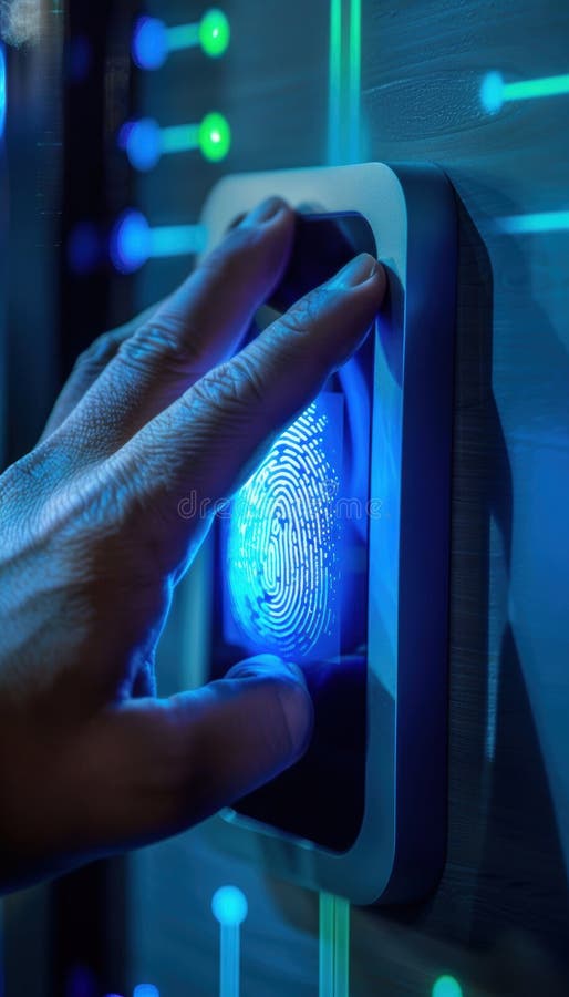 A Sleek Biometric Scanner with a Colorful LED Display Featuring a ...