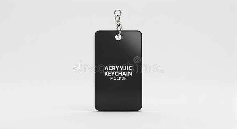 Sleek Black Acrylic Keychain Mockup with Chrome Ring on Clean White ...