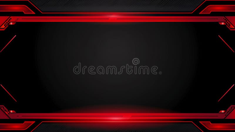 Sleek Black Background with Red Futuristic Frame Stock Illustration ...