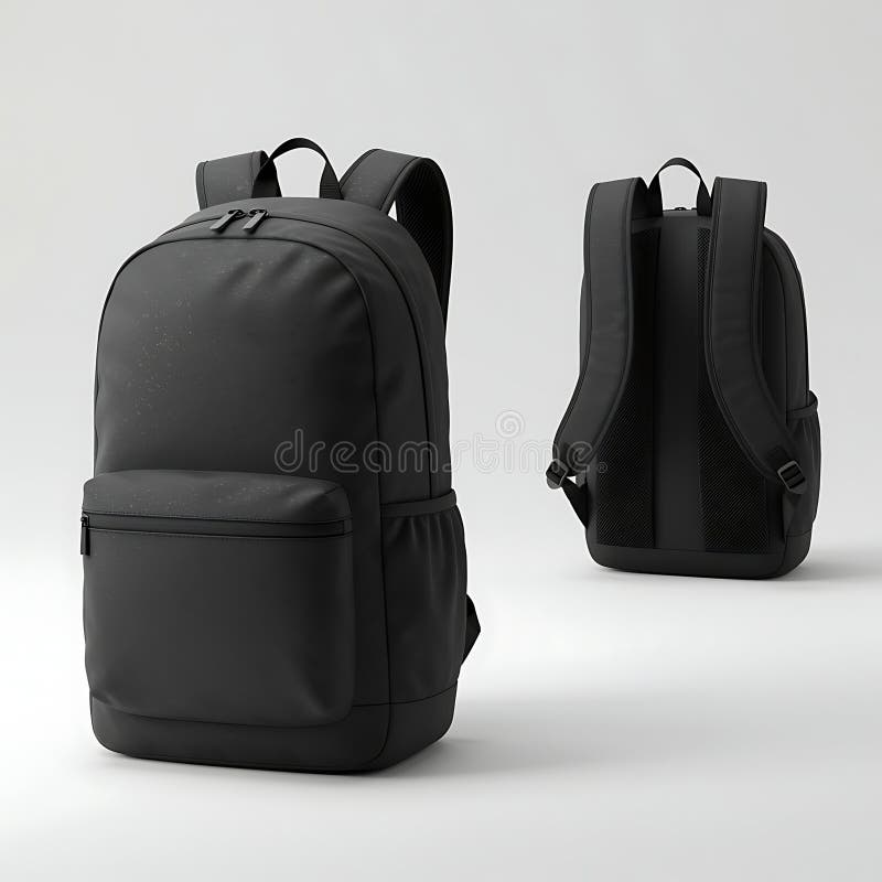 Sleek Black Backpack Design Mockup Two Views High-Resolution 3D Render ...