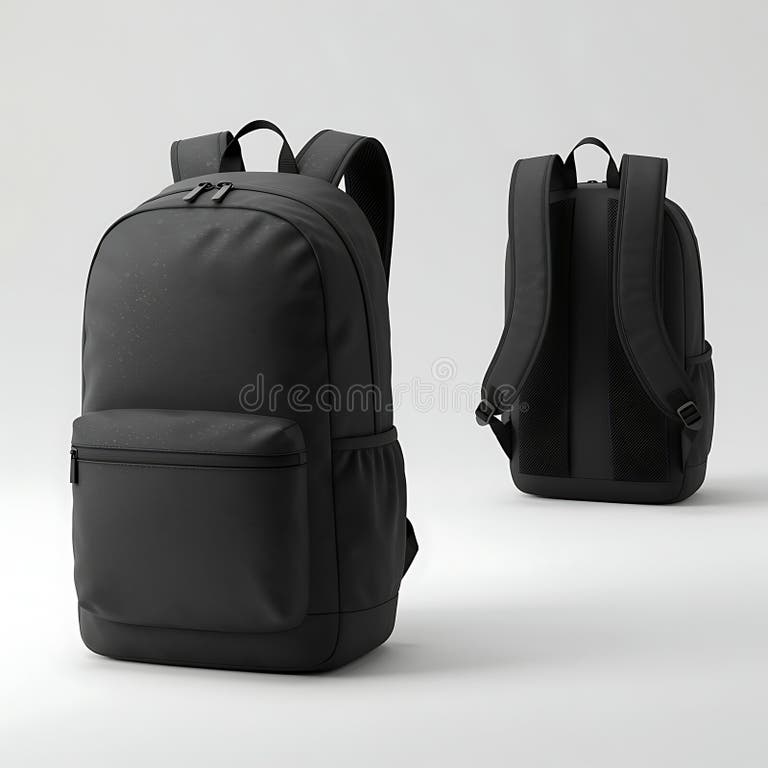 Sleek Black Backpack Design Mockup Two Views High-Resolution 3D Render ...