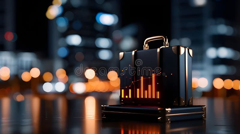 A 3D Briefcase with Digital Charts and Graphs Emerging from it ...