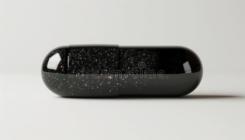 Black Capsule with Sparkling Contents on a Light Background Stock Image ...