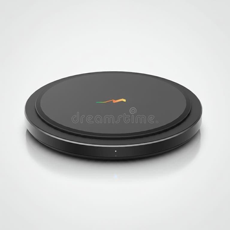 A Sleek, Black, Circular Wireless Charging Pad with a Subtle LED ...