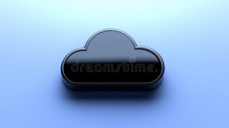 Sleek Black Cloud Icon on Light Blue Background: Simple Cloud Computing ...