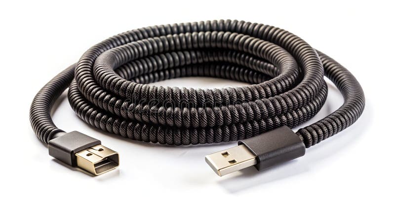 Sleek Black Coiled USB Cable with Strap a Minimalist Organized Tech ...