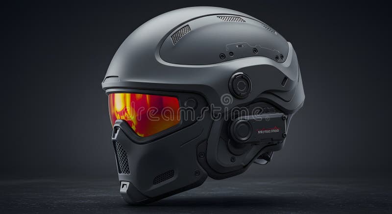 Futuristic Combat Helmet stock illustration. Illustration of integrated ...