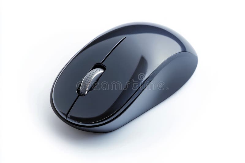 Black Computer Mouse with Scroll Wheel on White Background. Neural ...