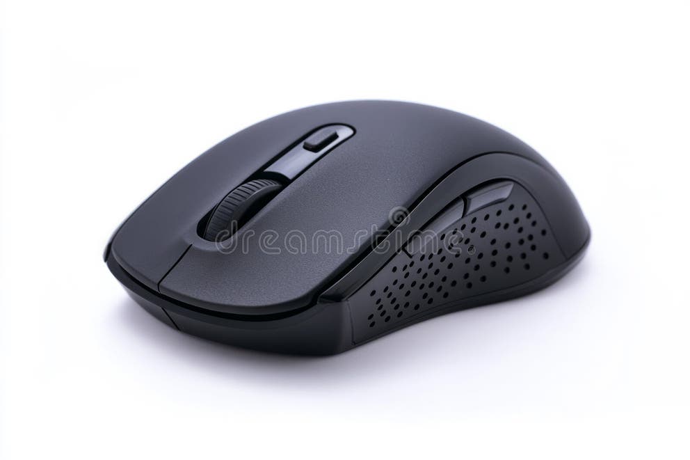 Black Computer Mouse with Scroll Wheel on White Background. AI Image ...