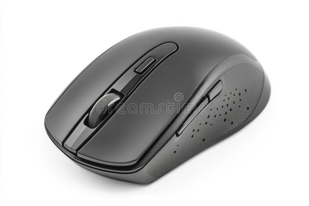 Black Computer Mouse with Scroll Wheel on White Background. AI Image ...
