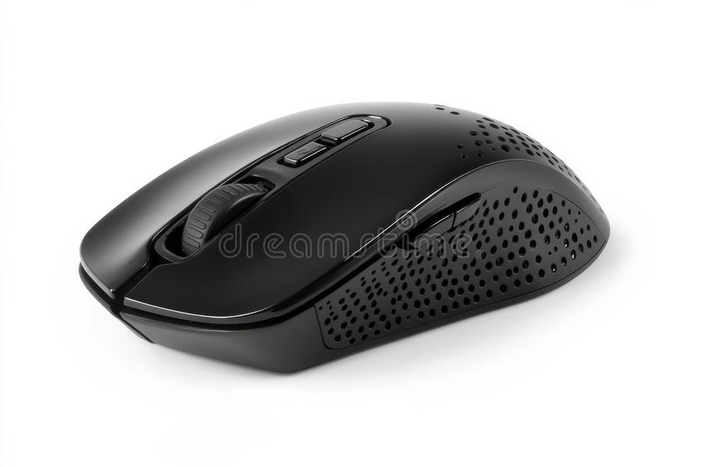 Black Computer Mouse with Scroll Wheel on White Background. AI Image ...