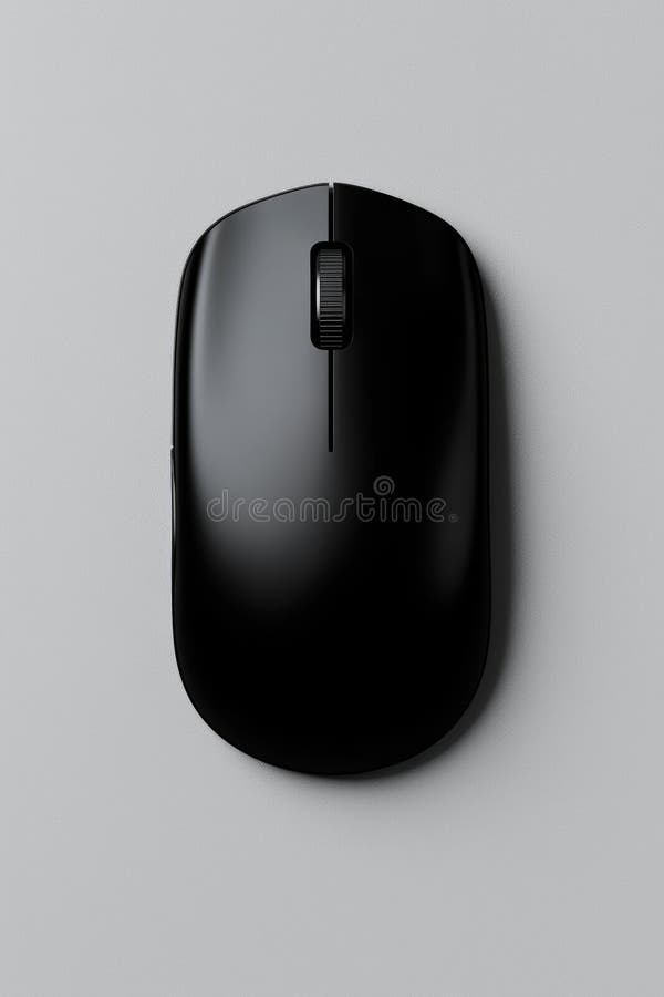 A Sleek Black Computer Mouse on a Gray Surface. Stock Illustration ...