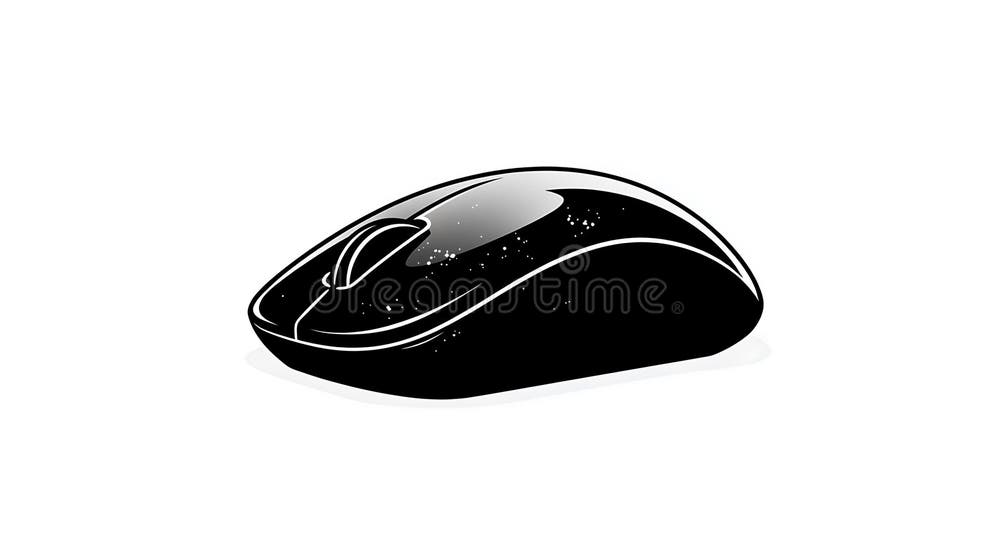 Sleek Black Computer Mouse Illustration Featuring a Streamlined, Curved ...