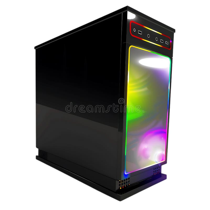 Sleek Black Computer Tower with Vibrant Rgb Lighting and Front Panel ...