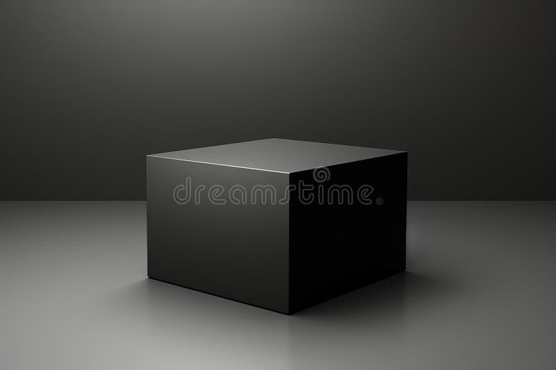 A Sleek Black Cube Resting on a Smooth Surface in a Dimly Lit Modern ...