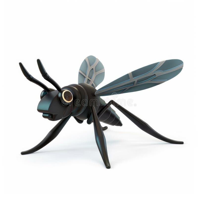 Futuristic Black Insect, 3D Render of a Stylized Mosquito Stock ...