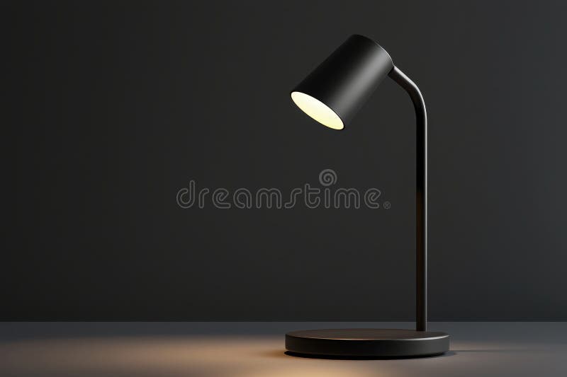 Modern Black Desk Lamp Illuminating a Dark Workspace Stock Illustration ...