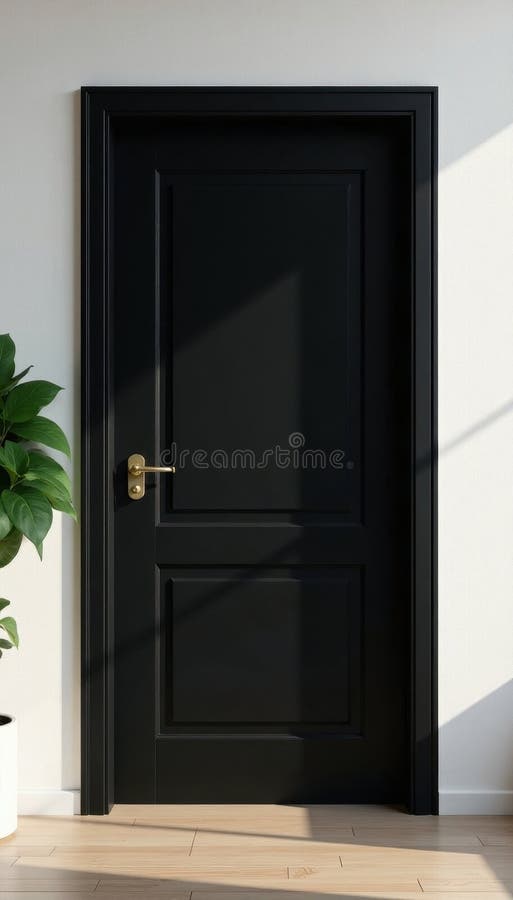 Sleek Black Door Frame Door, Modern Interior, Design, Panel, Threshold ...