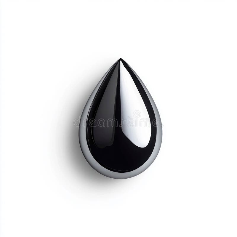 Sleek Black Drop-Shaped Object on White Background Stock Illustration ...