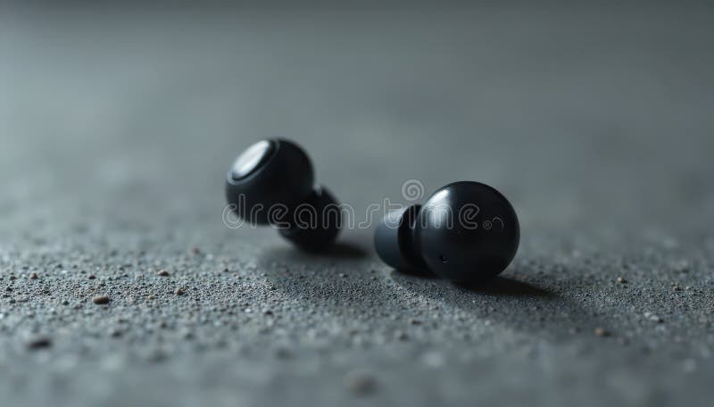 Sleek Black Earbuds on Concrete; Minimalist Audio Tech , Wireless ...