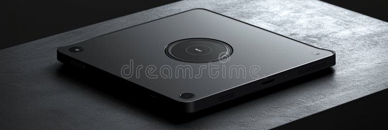 Sleek Black Electronic Device on a Dark Surface Stock Image - Image of ...