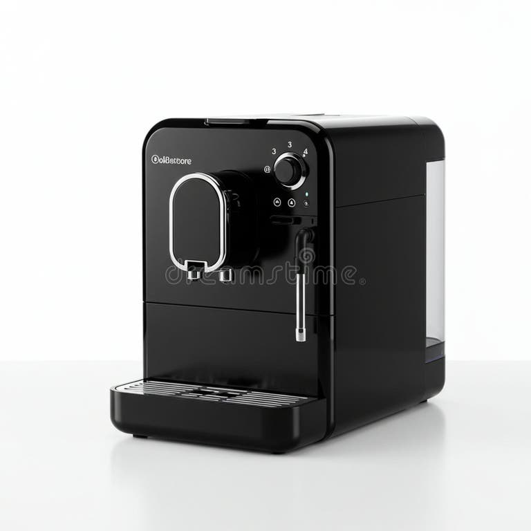 Sleek Black Espresso Machine with a Modern Design. Features Include a ...