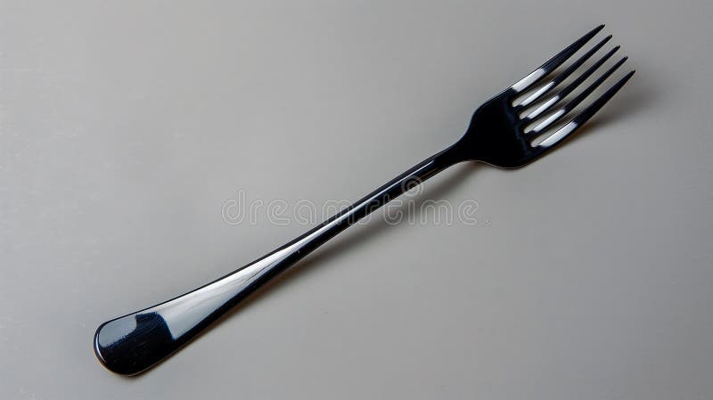 Black Metallic Fork Placed on a Gray Surface for Table Setting and ...