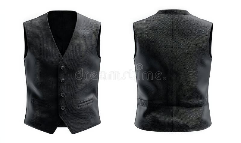 A Sleek Black Formal Vest with Subtle Patterns, Shown from the Front ...