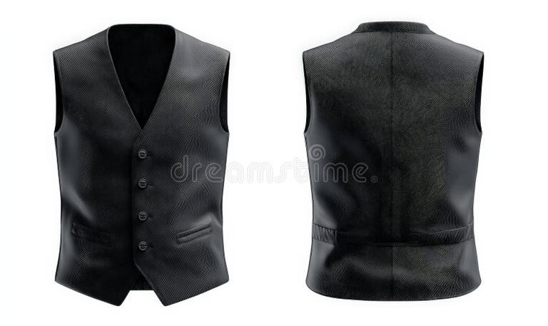 A Sleek Black Formal Vest with Subtle Patterns, Shown from the Front ...