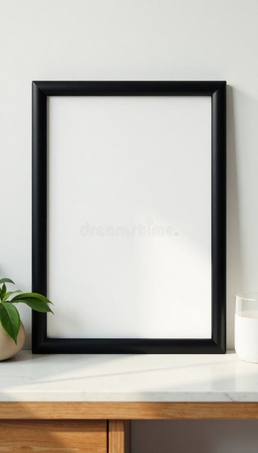 Sleek Black Frame, Crisp White Mat, Ready for Artwork, Template, Modern ...