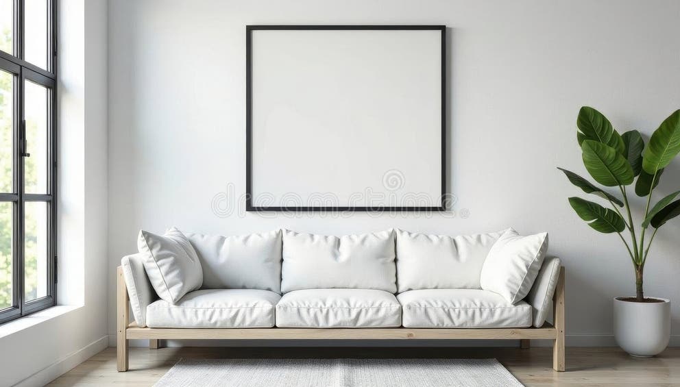 Sleek Black Frame on White Wall, Modern Interior , Display, Showcase ...