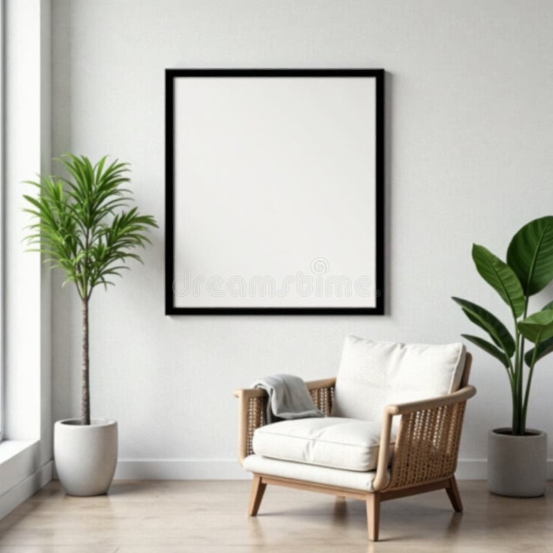 Sleek Black Frame on White Wall, Modern Interior , Frame, Presentation ...