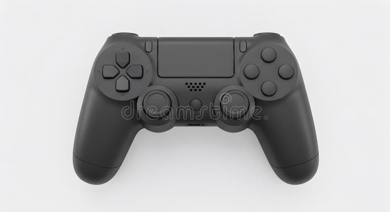 Sleek Black Game Controller on a White Background Stock Illustration ...