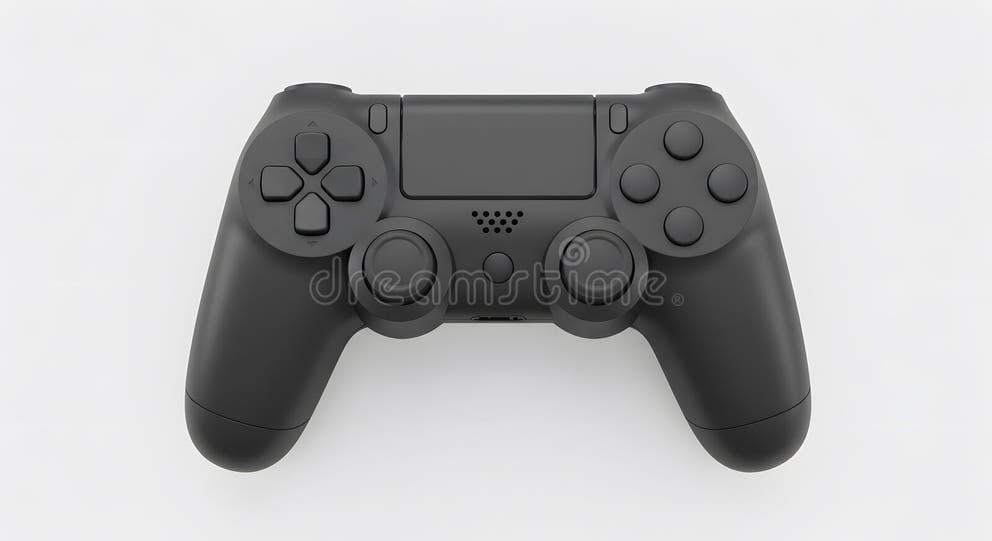 Sleek Black Game Controller on a White Background Stock Illustration ...