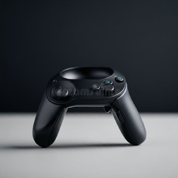 A Sleek, Black Gaming Controller with Ergonomic Design and Rounded ...