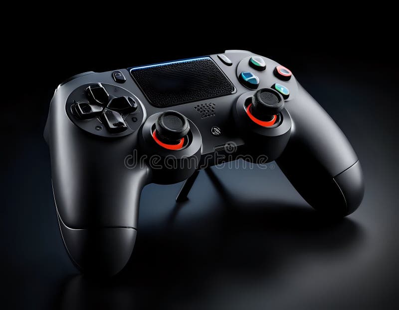 Sleek Black Gaming Controller: Precision Design, Dramatic Lighting ...