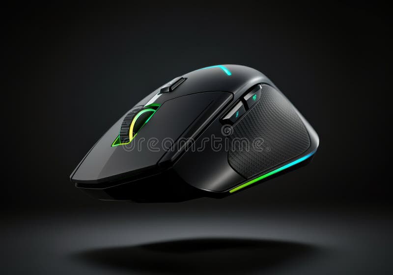 A Sleek Gaming Mouse Hovering in Mid-air. Stock Illustration ...