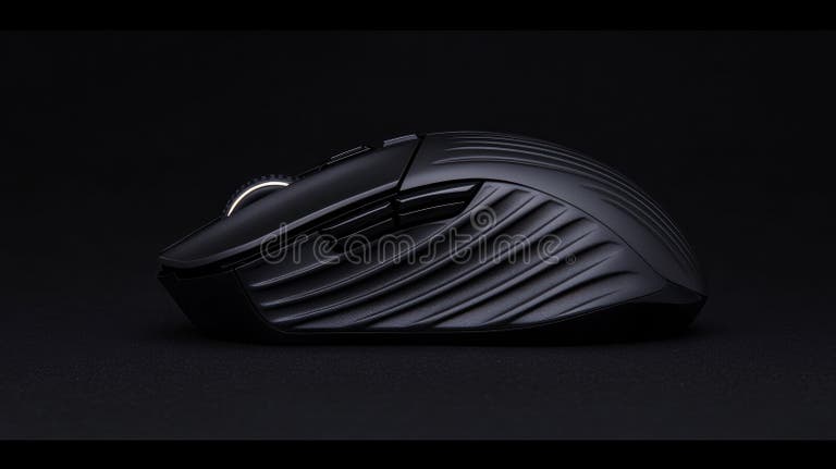 A Sleek Black Gaming Mouse with a Scroll Wheel and Buttons. Stock Photo ...