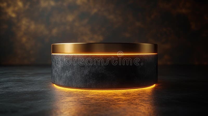 Sleek Black and Gold Circular Object Stock Illustration - Illustration ...
