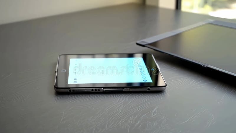 Small Tablet Computer Next To Larger Tablet, Black and Gray ...