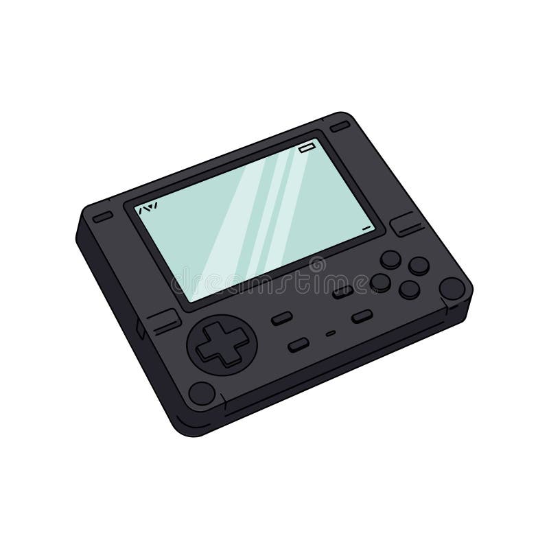 Black Handheld Gaming Console in Flat Design with Simple Controls and a ...