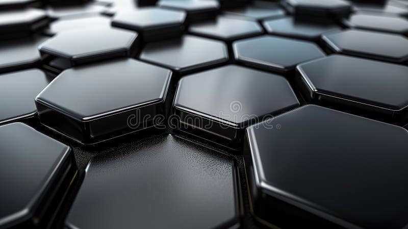 A Sleek Black Hexagonal Pattern with Smooth, Glossy Surfaces Creates a ...