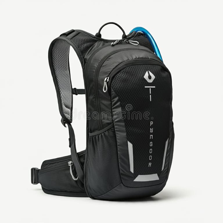 Sleek Black Hiking Backpack with Aerodynamic Design. Features a Top ...
