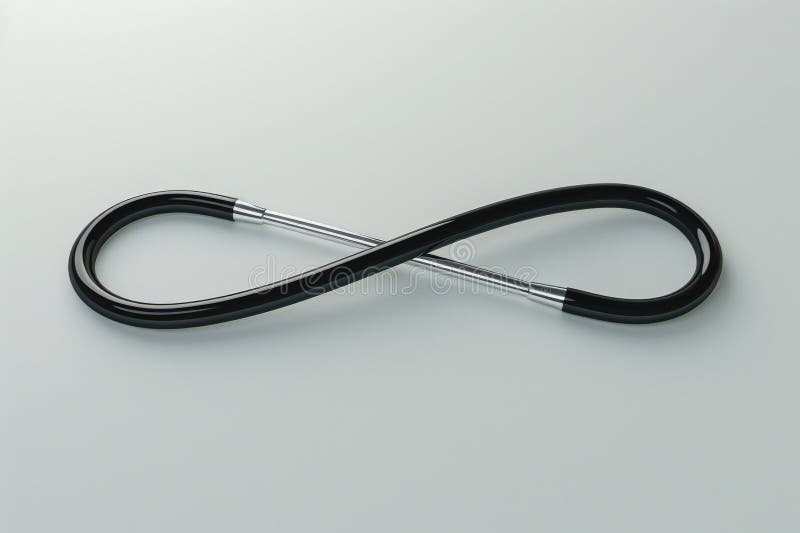 Sleek Black Infinity Symbol Cable on Light Grey Background Stock ...